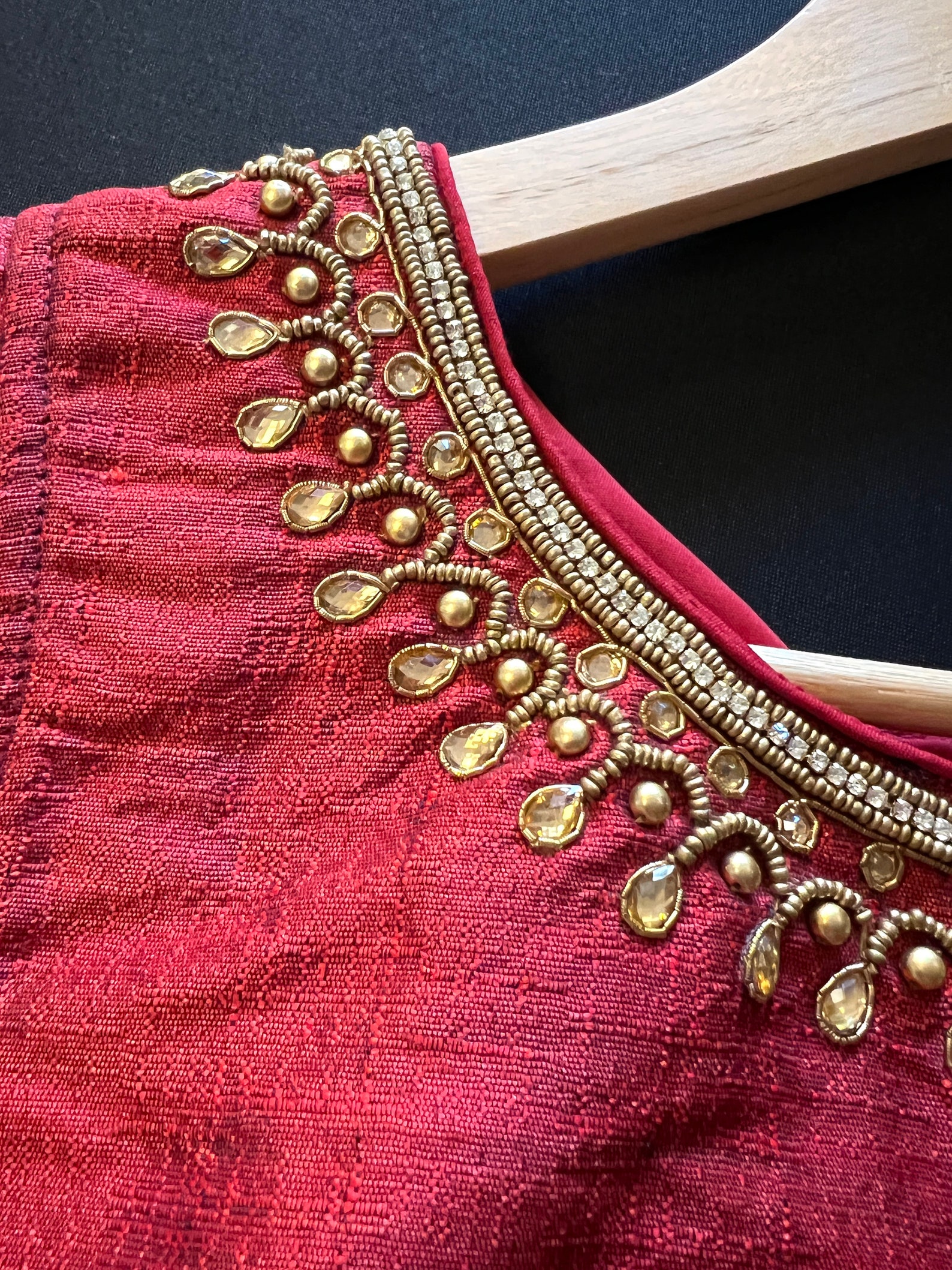 Maroon Color Raw Silk Ready to Wear Blouse | Padded Blouse | Size - 40 ...