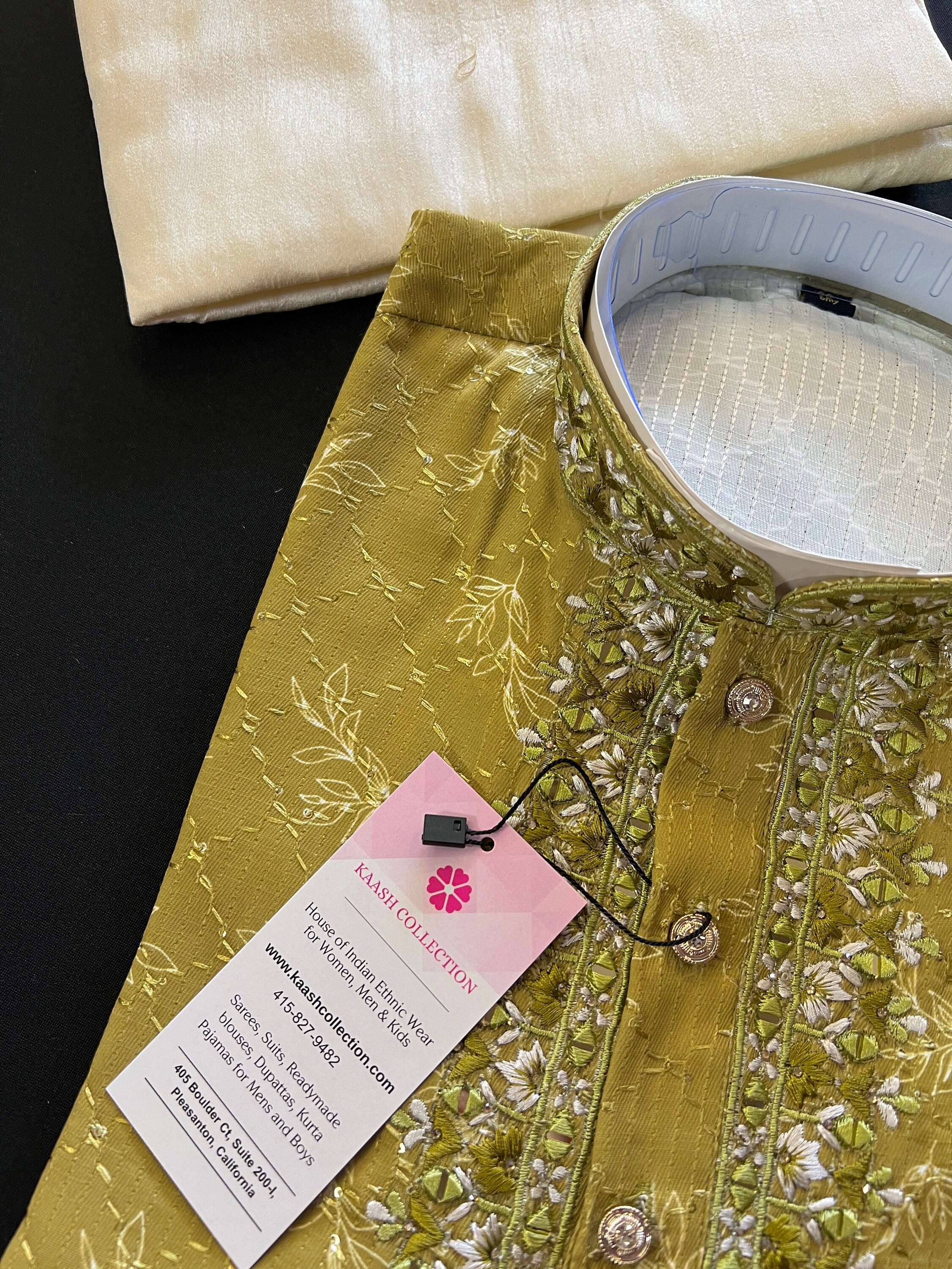 Handwork Kurta in Mehandi Green Color With Sequence and Embroidery Work ...