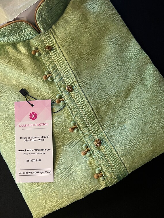 Green Color Raw Silk Indian Men Kurta Pajama 2pcs Set Mens - Etsy