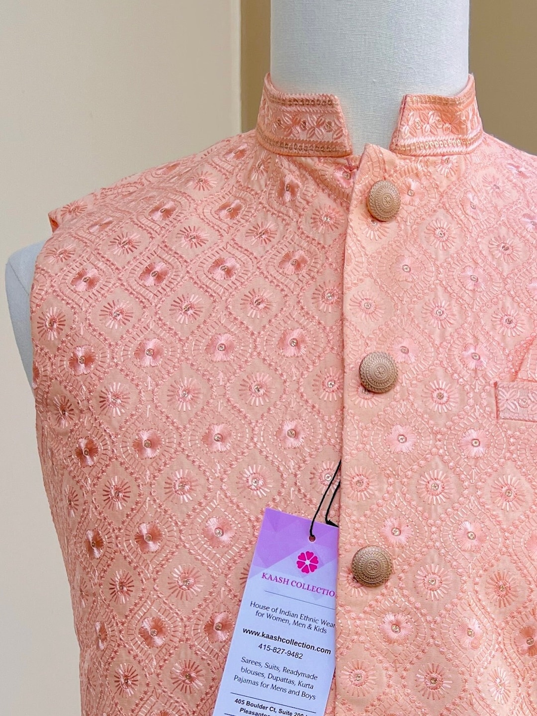 Designer Pastel Peach Modi Nehru Jacket for Men | Waist Coat | Jacket ...