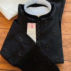 Black Premium Quality Raw Silk Kurta Pajama for Men With Hand - Etsy