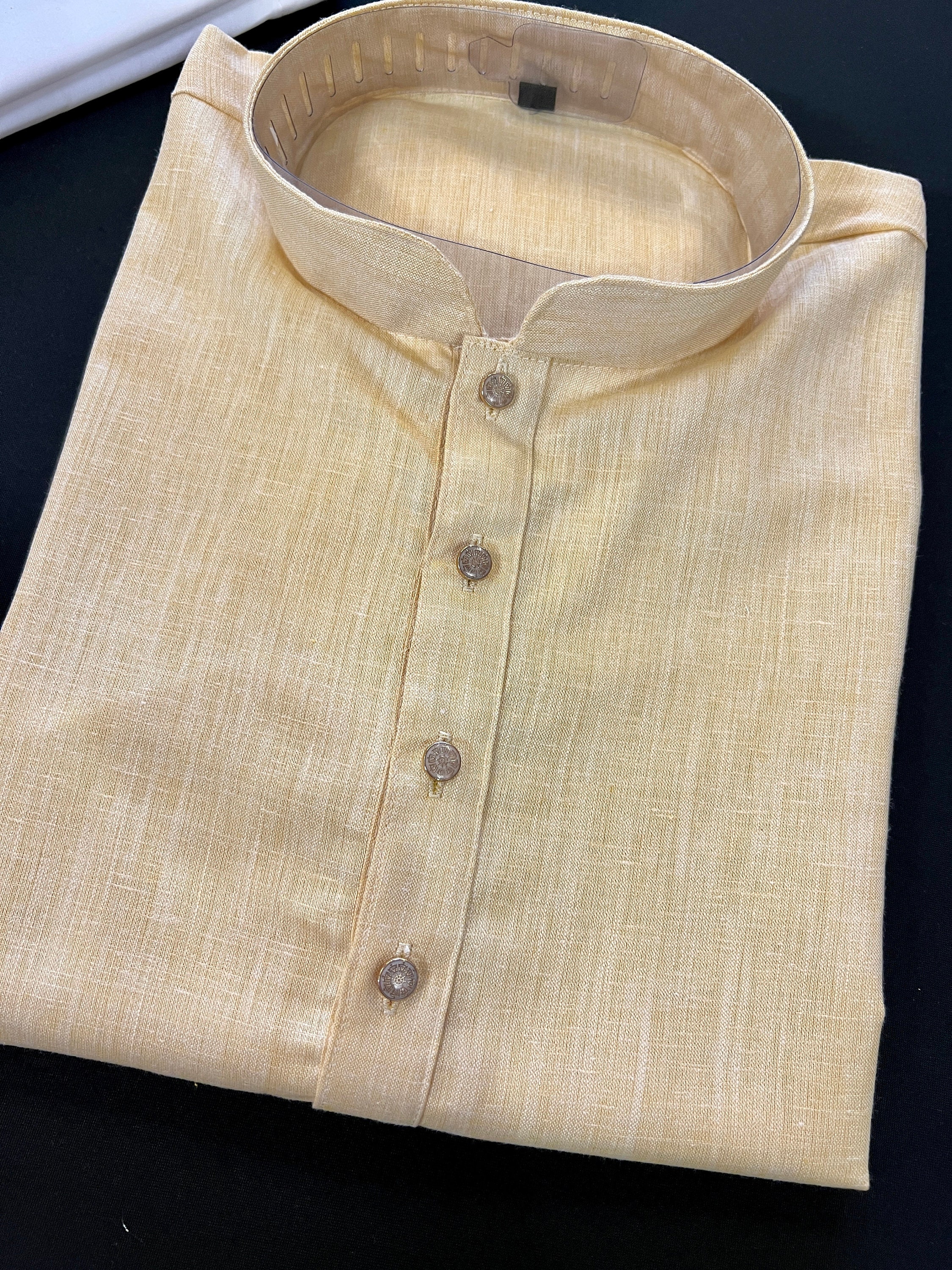 Light Beige Color Premium Pure Linen Cotton Kurta Pajama Set for Men ...