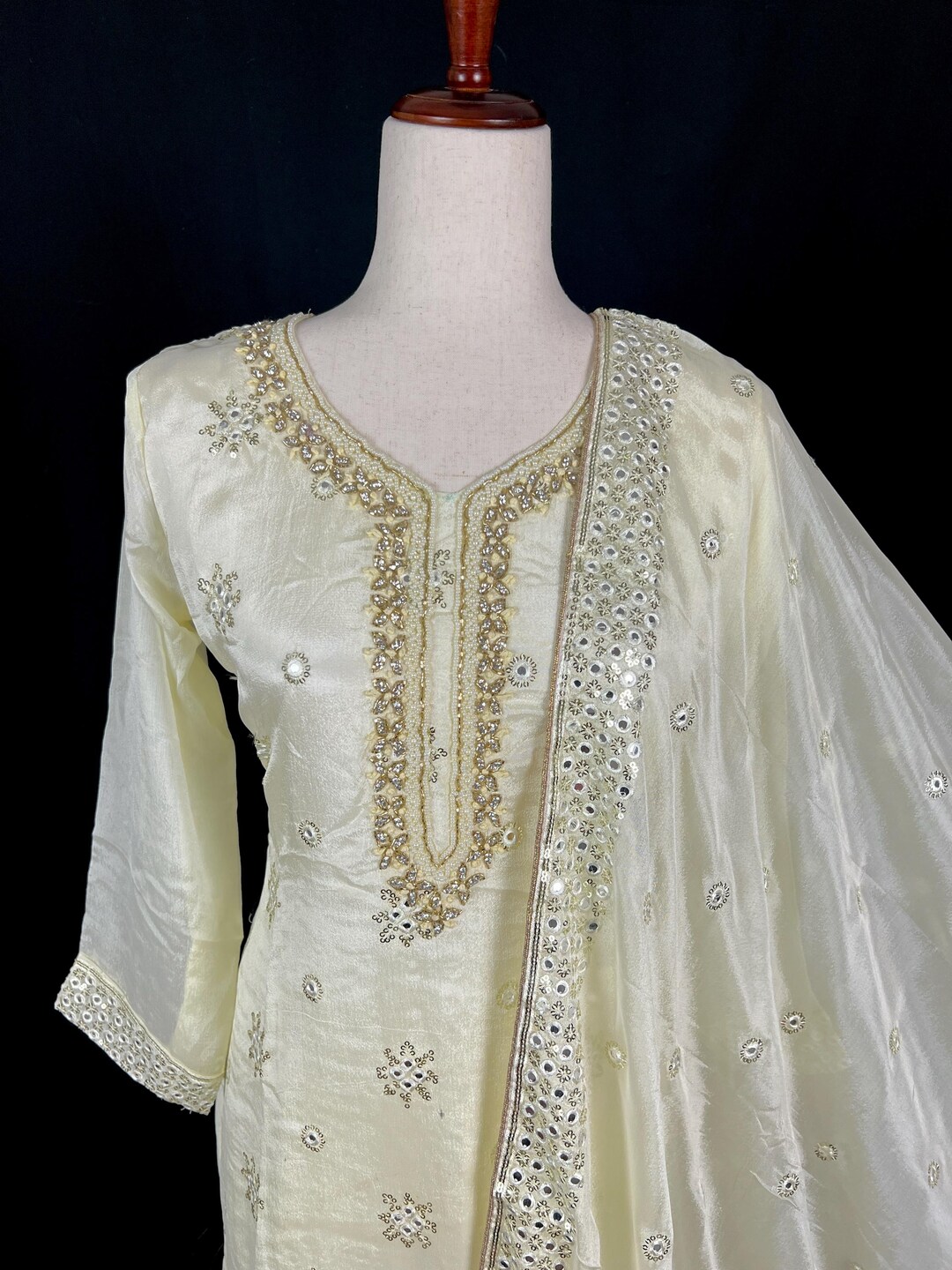 Ivory Cream Color Designer Readymade 3pcs Salwar Kameez for Women With ...