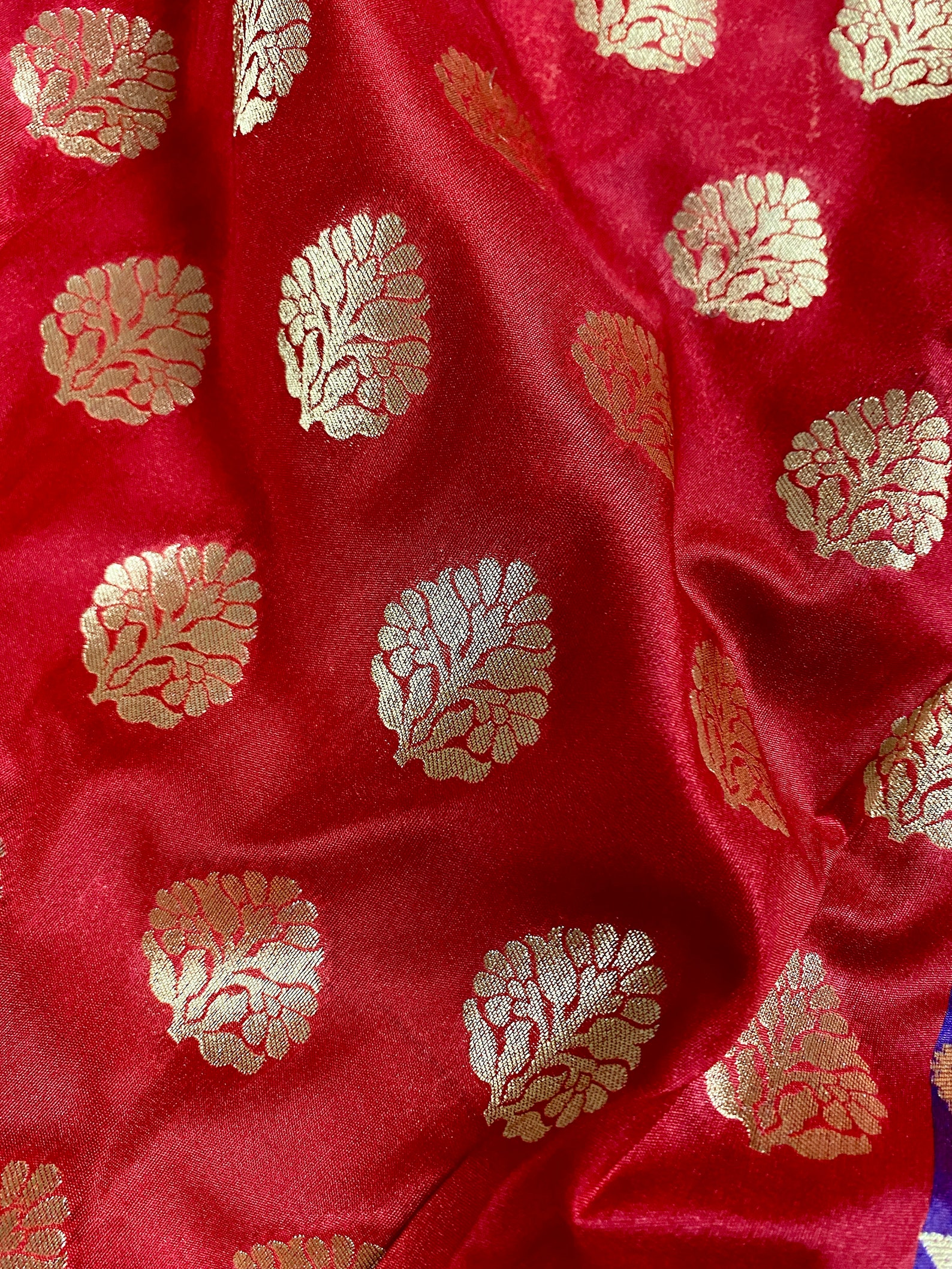 Red With Blue Color Combination Traditional Banarasi Handloom | Etsy