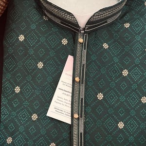 Bottle Green Men Kurta Pajama Set With Weave Work | Raw Silk Designer ...