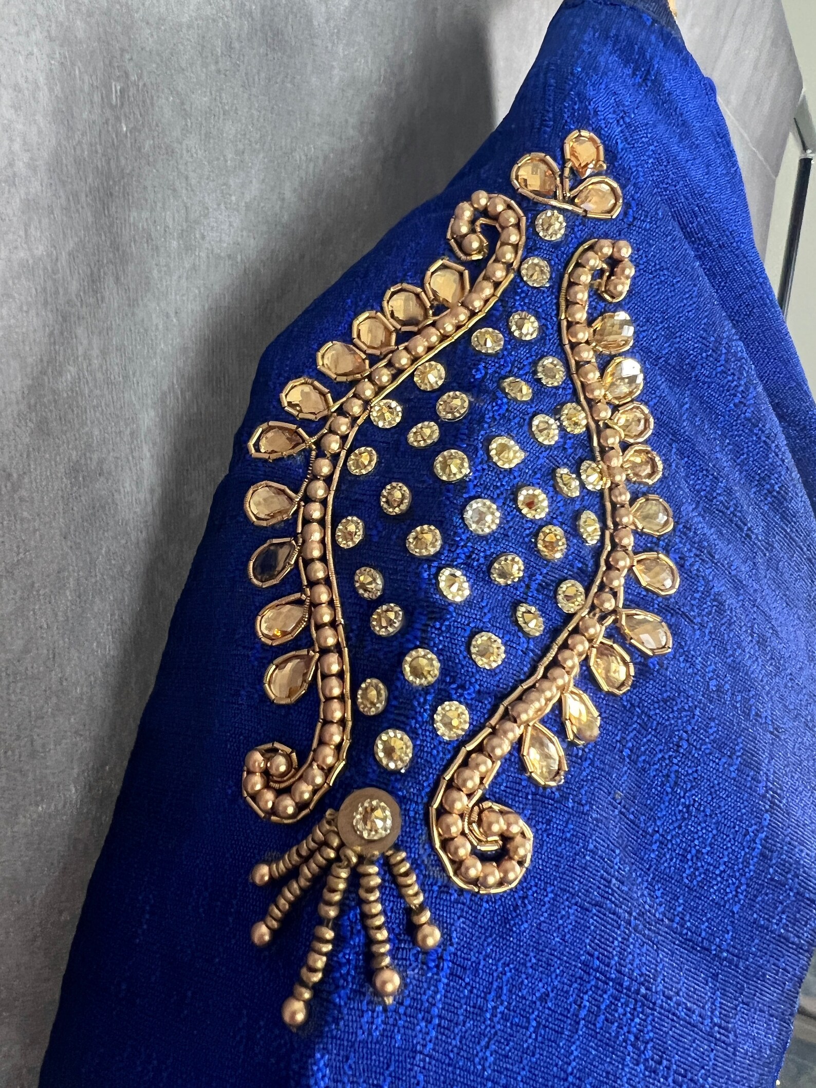 Royal Blue Silk Ready to Wear Blouse Handwork Blouses - Etsy