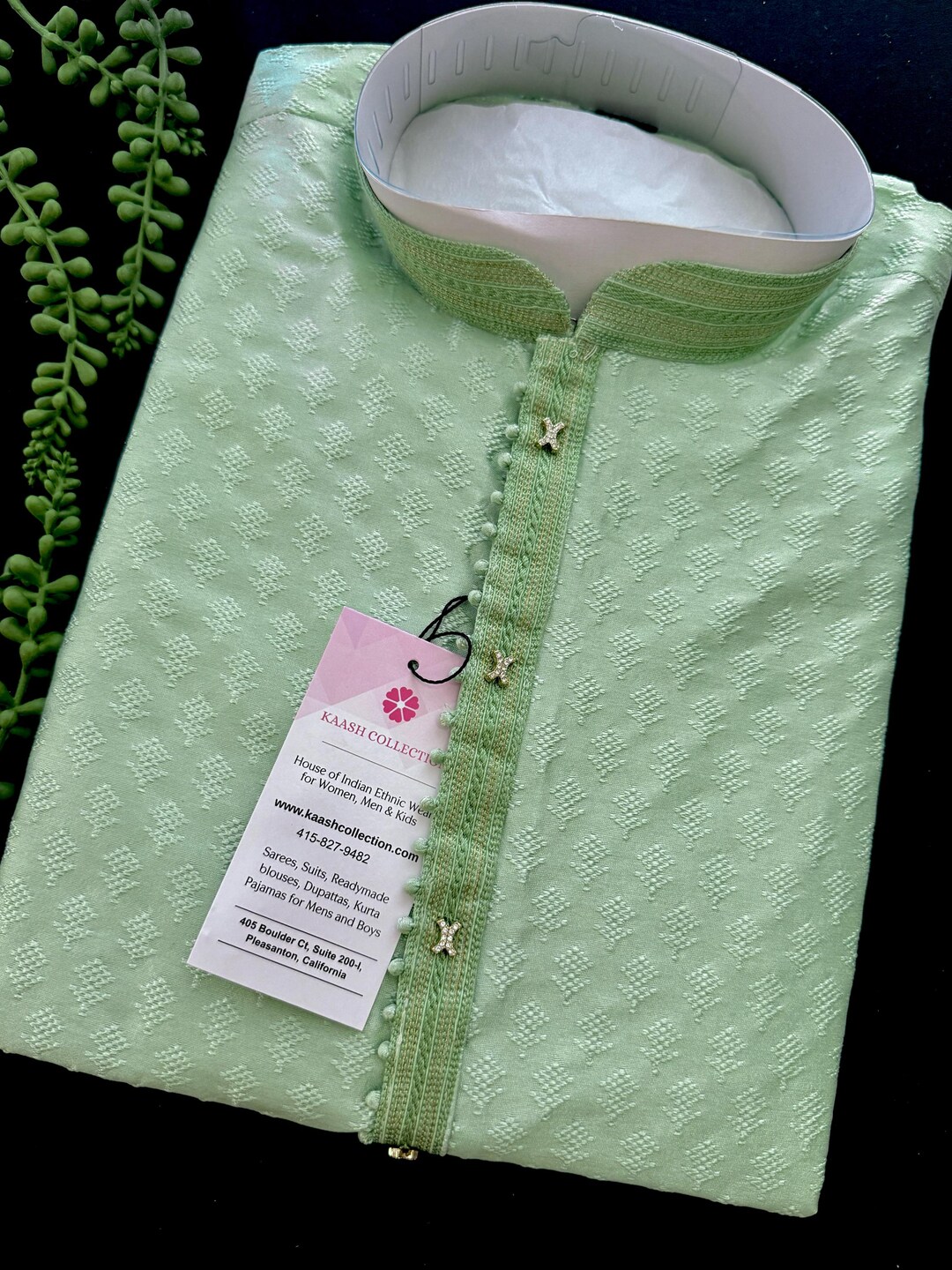 Pastel Sea Green Raw Silk Kurta Pajama Set for Men | Self Design ...