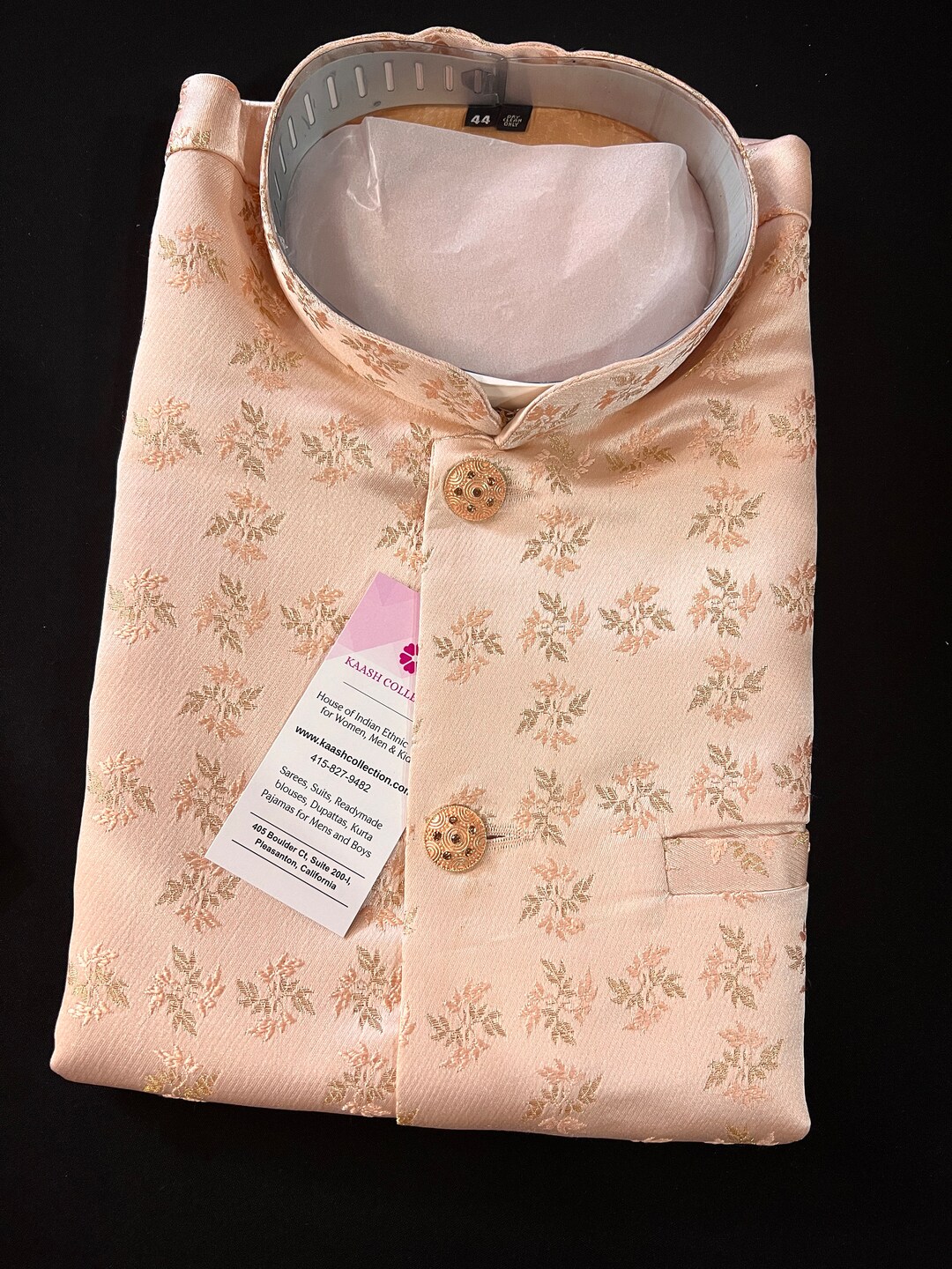 Designer Peach Color Floral Modi Jacket for Men With Embroidery and ...