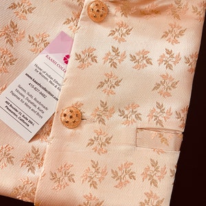 Designer Peach Color Floral Modi Jacket for Men With Embroidery and ...