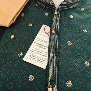 Bottle Green Men Kurta Pajama Set With Weave Work | Raw Silk Designer ...