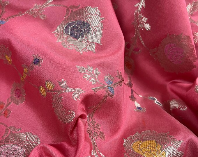 Statement Handmade Pastel Muave Pink Color Banarasi Semi Katan Silk ...