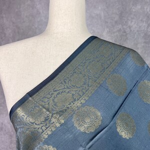 Grey Color Banarasi Silk Chakra Designer Dupatta With Muted Gold Zari ...