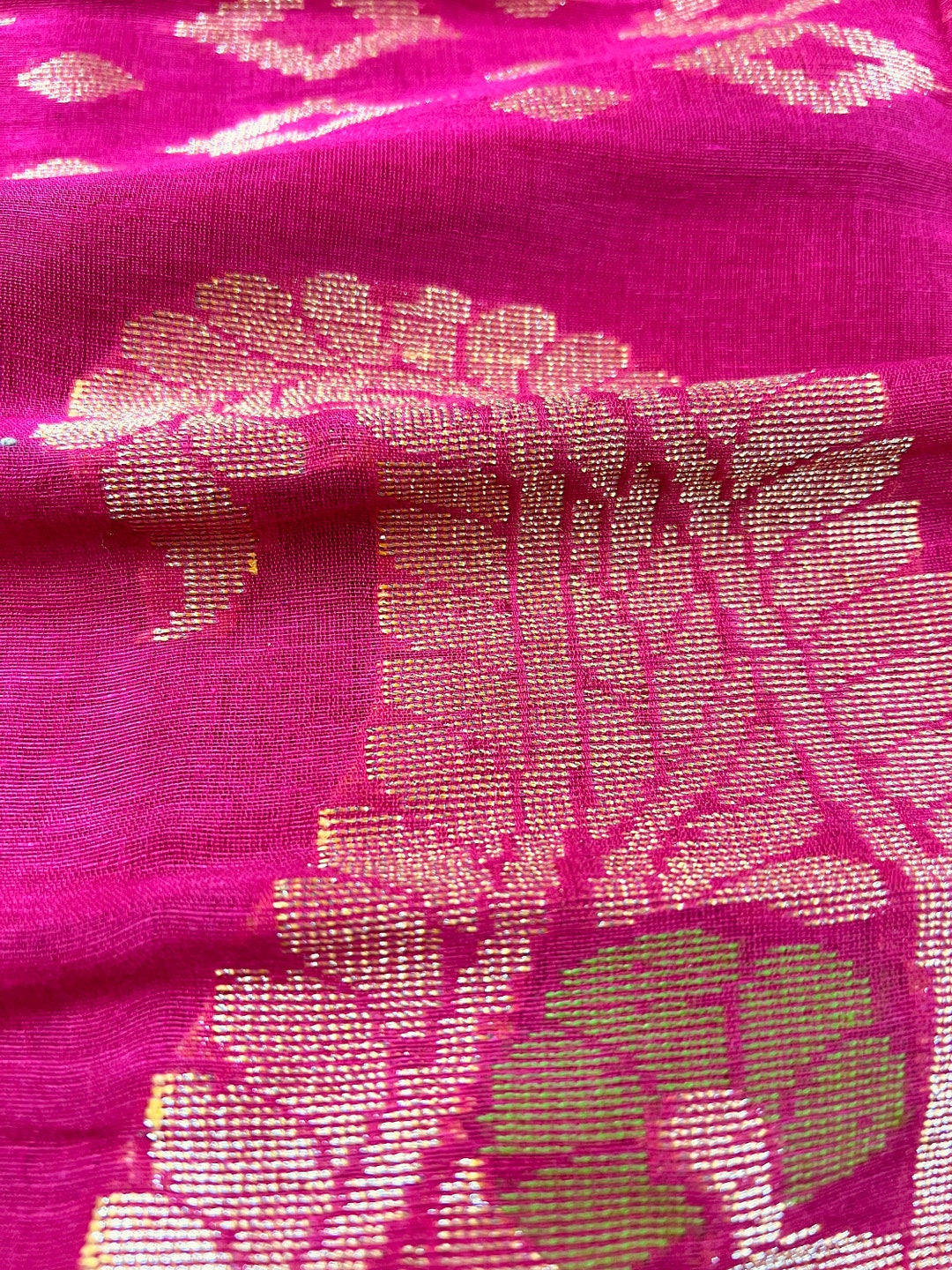 Rani Pink Color Linen Blend With Cotton Silk Handloom Saree With ...