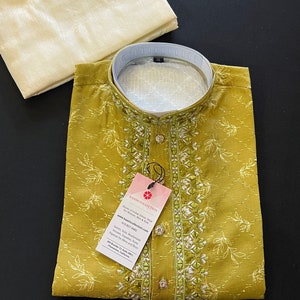 Handwork Kurta in Mehandi Green Color With Sequence and Embroidery Work ...