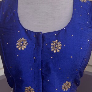 Blue Color Raw Silk Ready to Wear Blouse | Size 36 | Handwork Blouses ...