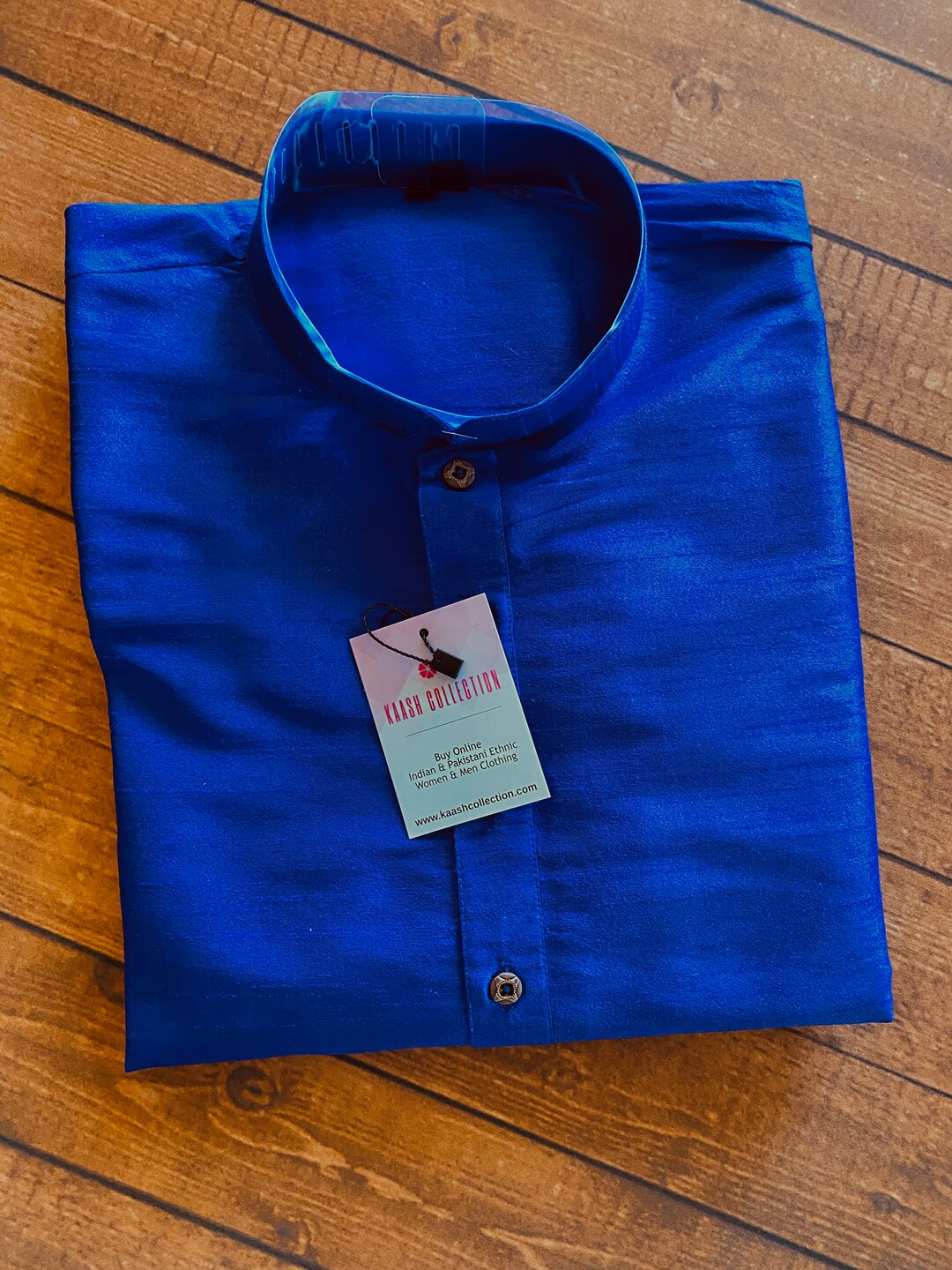 Size 38 | Royal Blue Color Raw Silk Indian Men Short Kurta | Mens ...