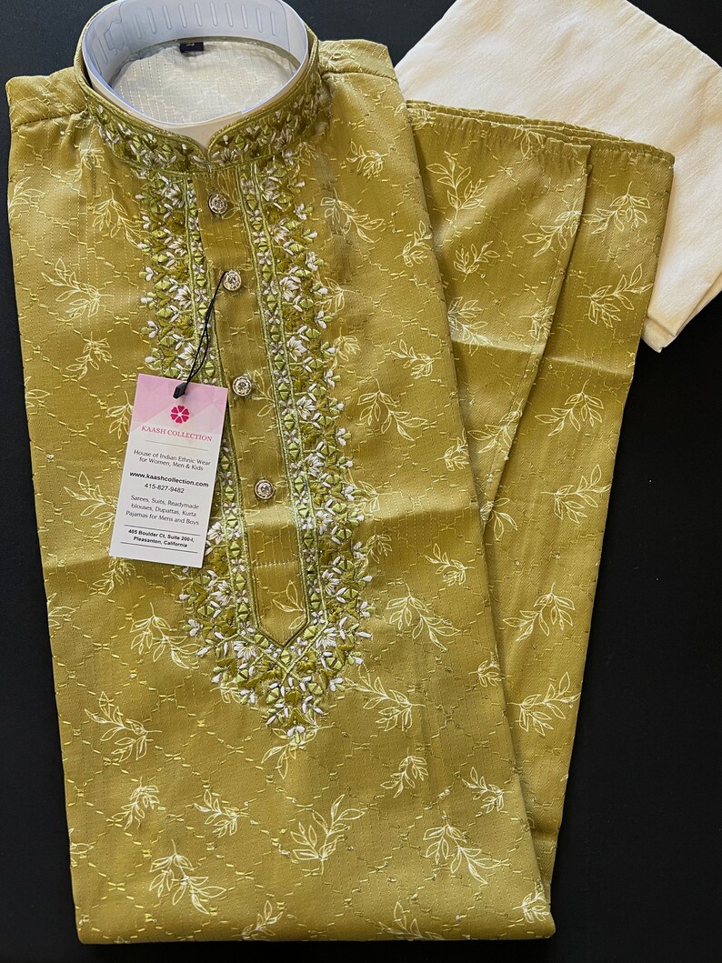 Handwork Kurta in Mehandi Green Color With Sequence and Embroidery Work ...