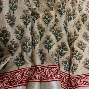 Statement Beige Color Authentic Bangru Hand Block Floral Print Linen ...