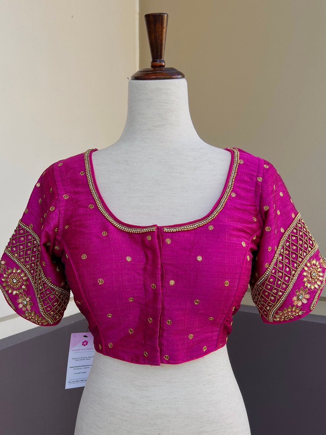 Purple (falsaa) Color Raw Silk Ready to Wear Blouse | Handwork Blouses ...
