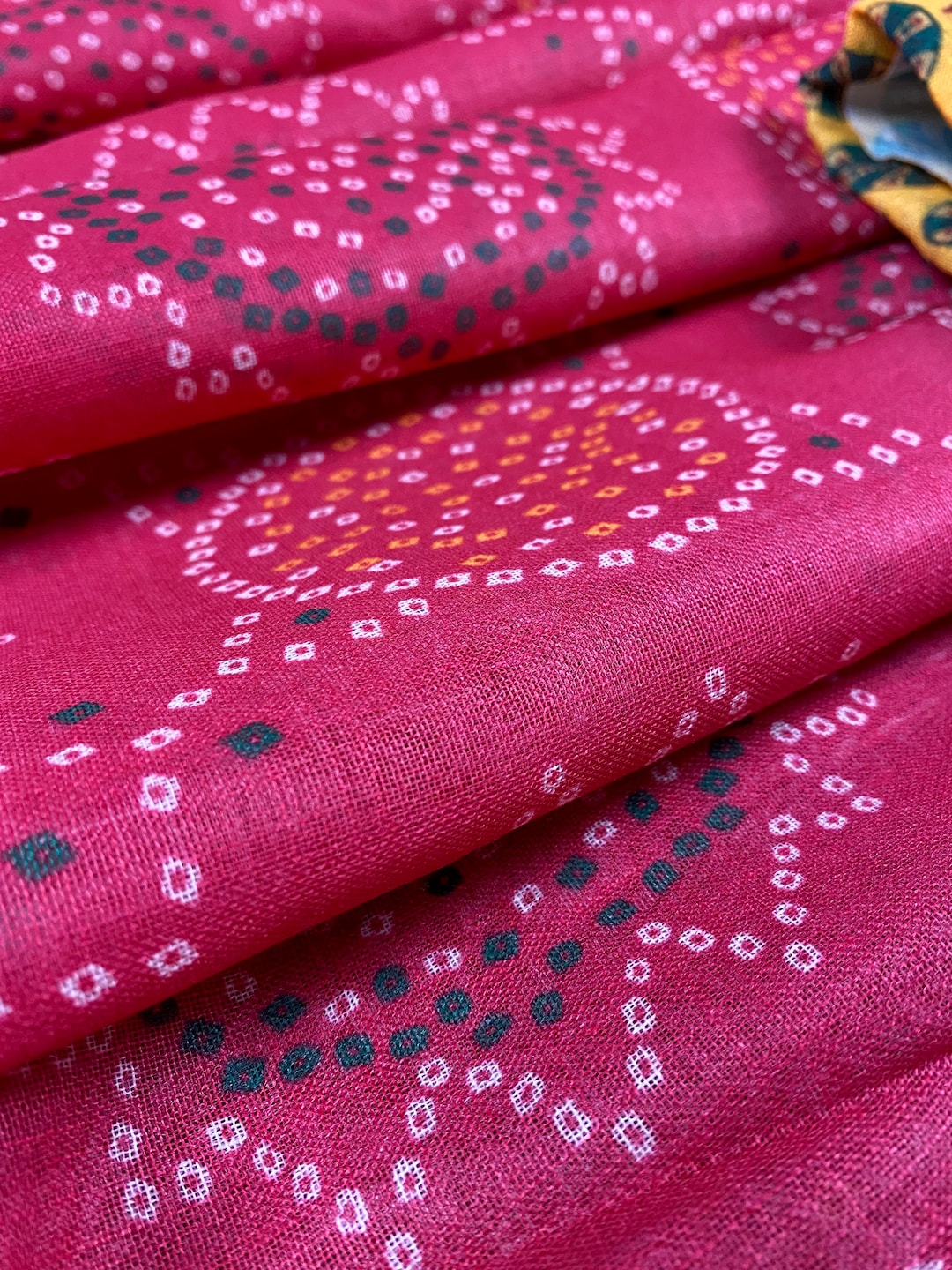 Pink 90 Count Linen Bandhani Bandhej Print Saree Linen Saree - Etsy