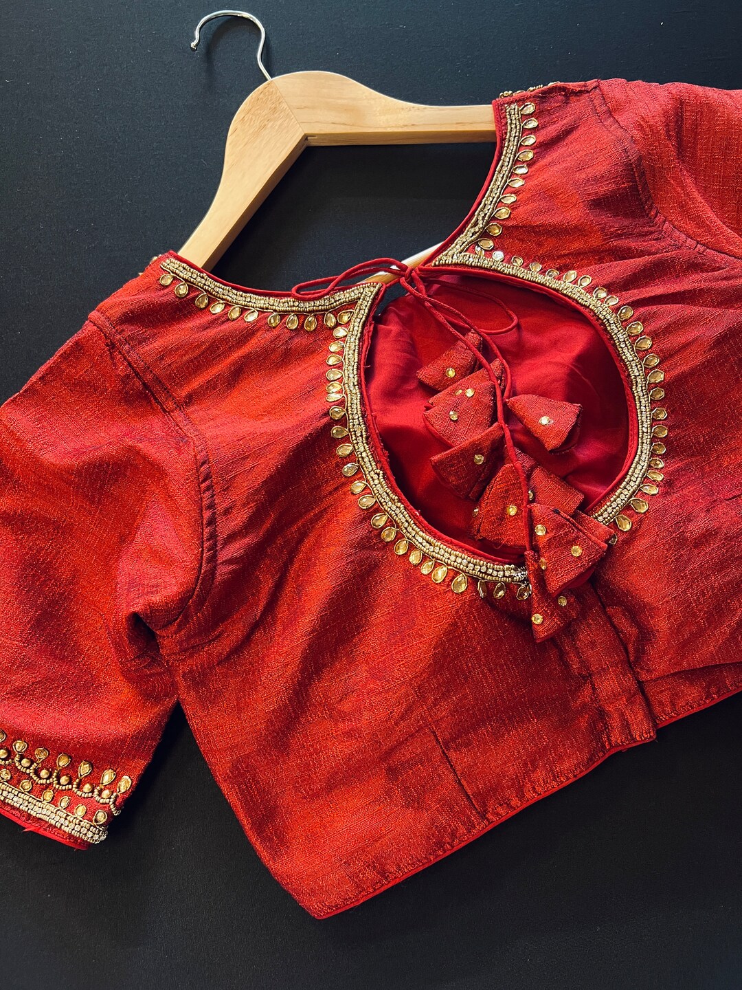 Maroon Color Raw Silk Ready to Wear Blouse | Padded Blouse | Size - 40 ...