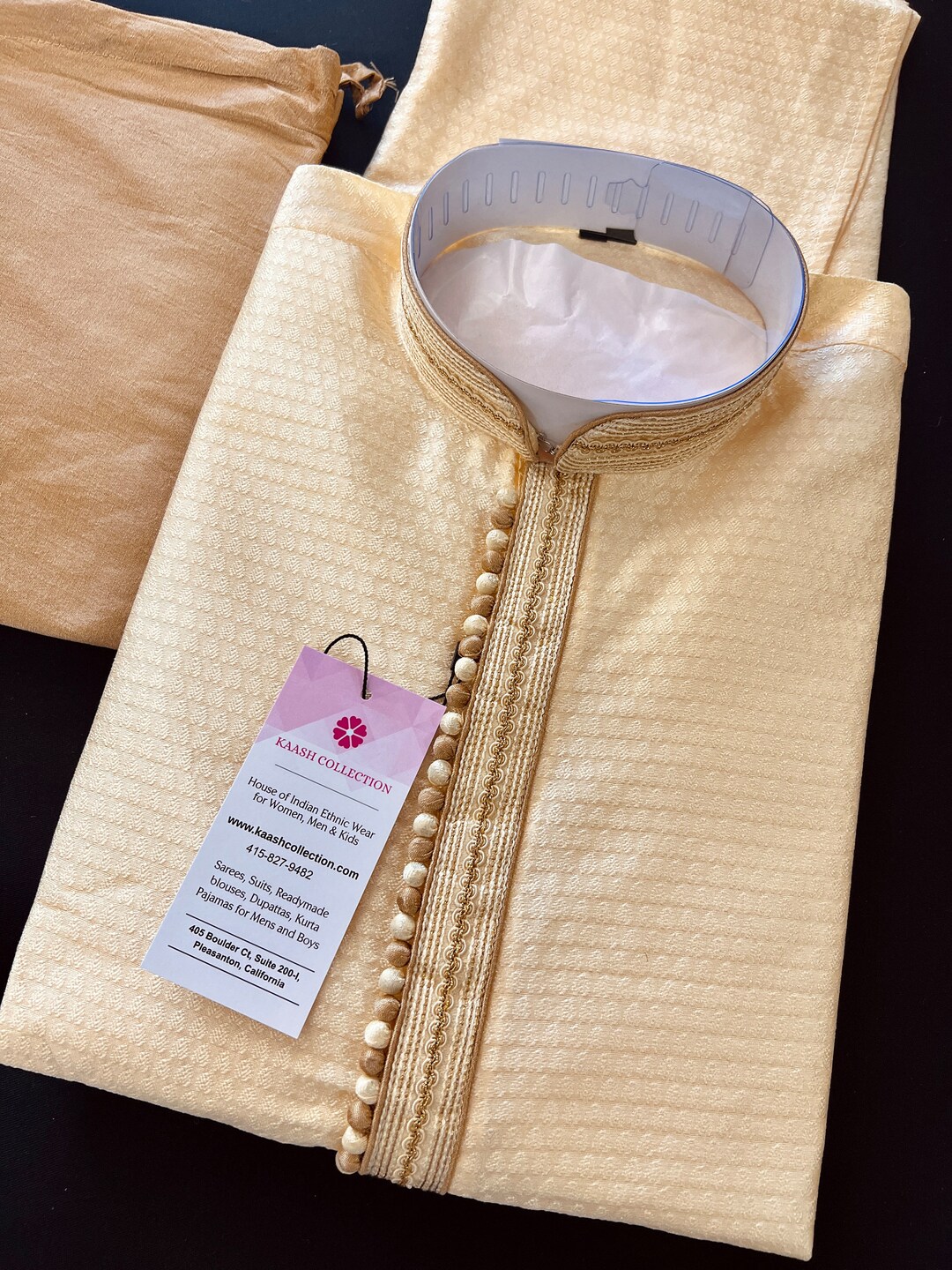 Size 38 Light Gold Color Kurta Pajama Set for Men | Mens Ethnic Wear ...