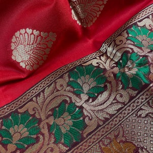 Red With Bluetraditional Banarasi Handloom Saree | Banarasi Silk Saree ...