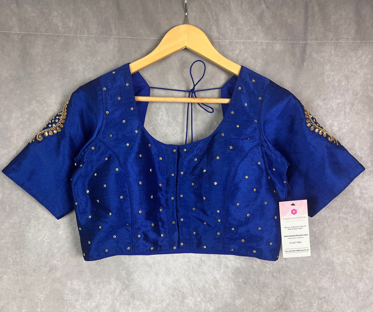 Royal Blue Silk Ready to Wear Blouse Handwork Blouses - Etsy