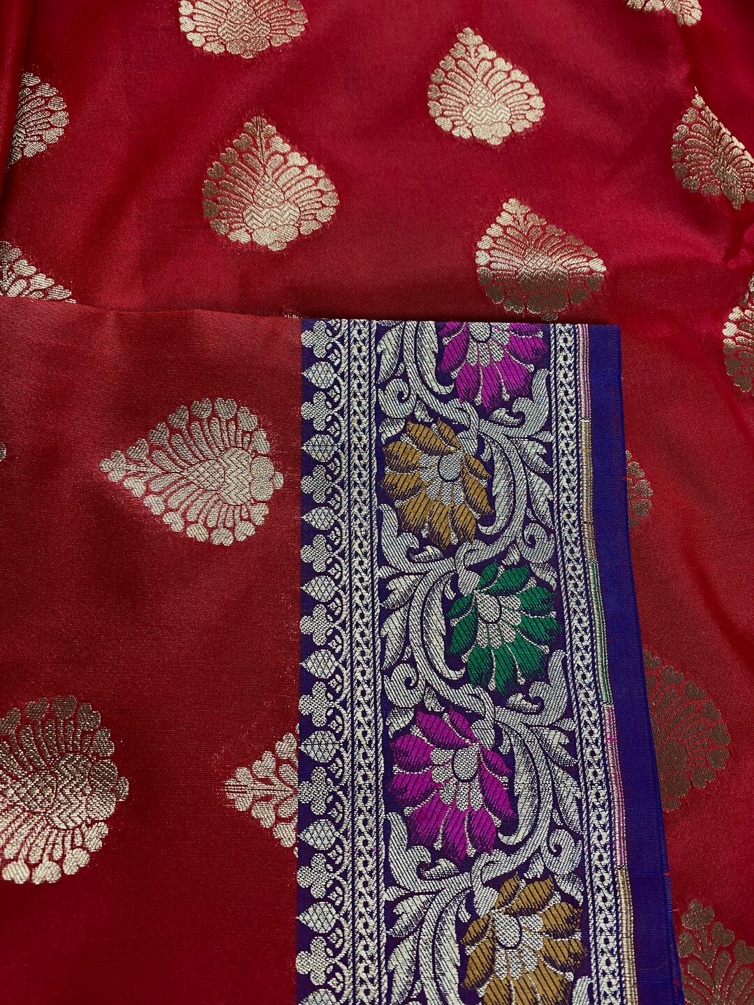 Red With Bluetraditional Banarasi Handloom Saree | Banarasi Silk Saree ...