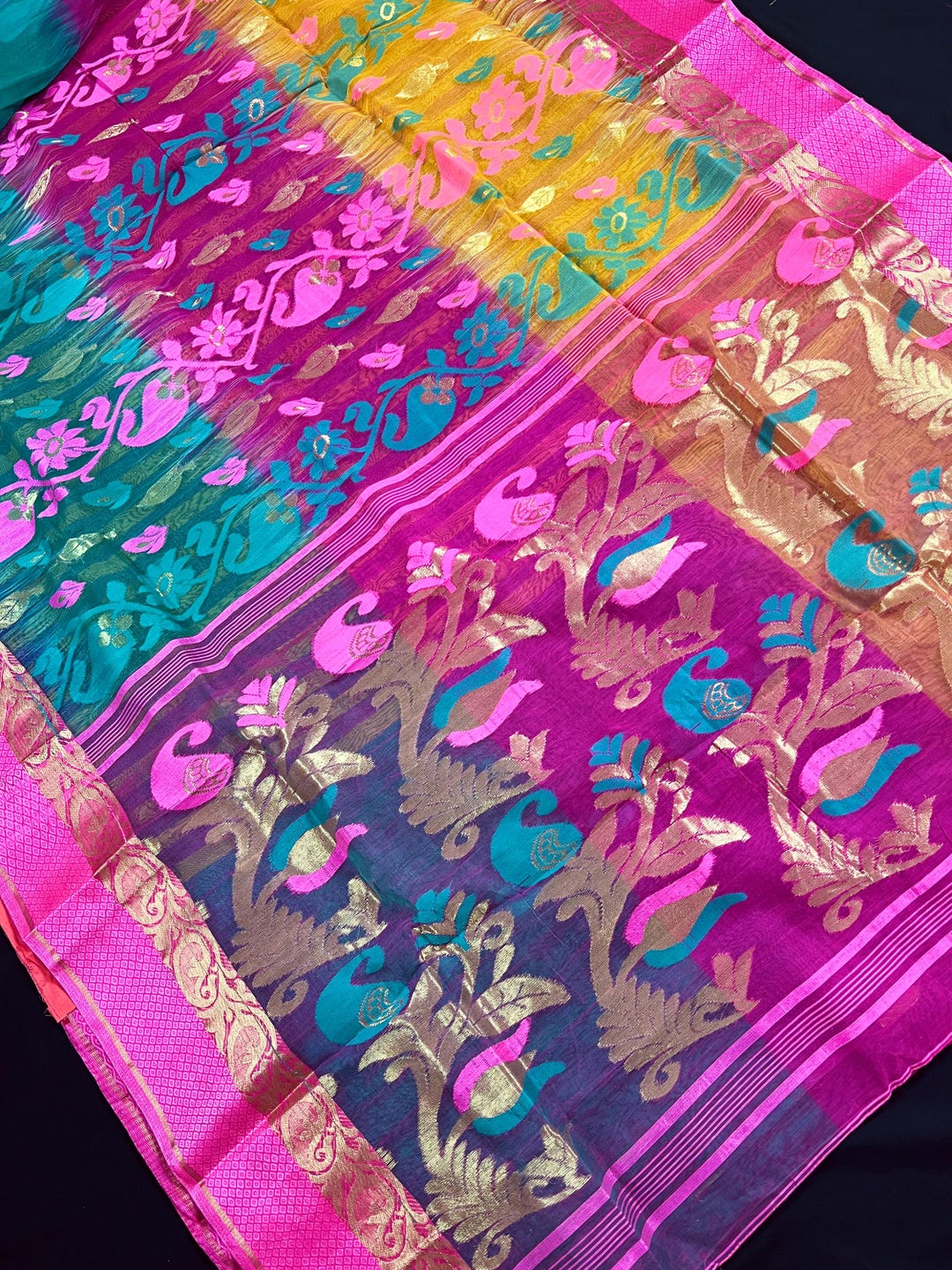 Pink Color Bengal Matka Silk Handloom Saree With Multi Colors| Handloom ...