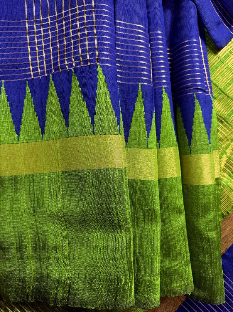 Royal Blue Color Ganga Yamuna Saree With Paroot Green and Deep Plum ...