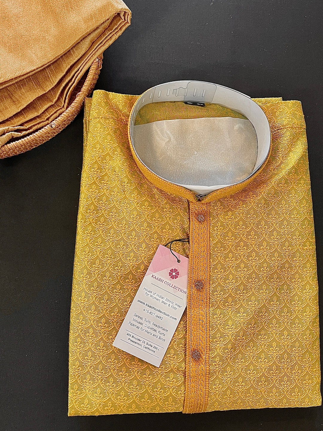 Mustard Yellow Kurta Pajama Set – Self-design Indian Wedding Wear - Etsy