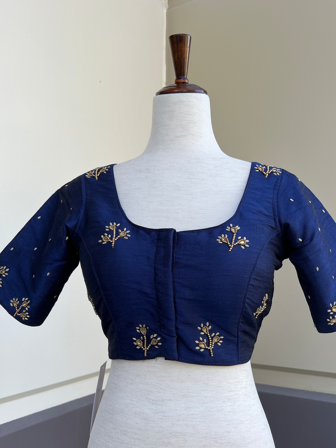 Blue Color Raw Silk Ready to Wear Blouse | Handwork Blouse | Padded ...