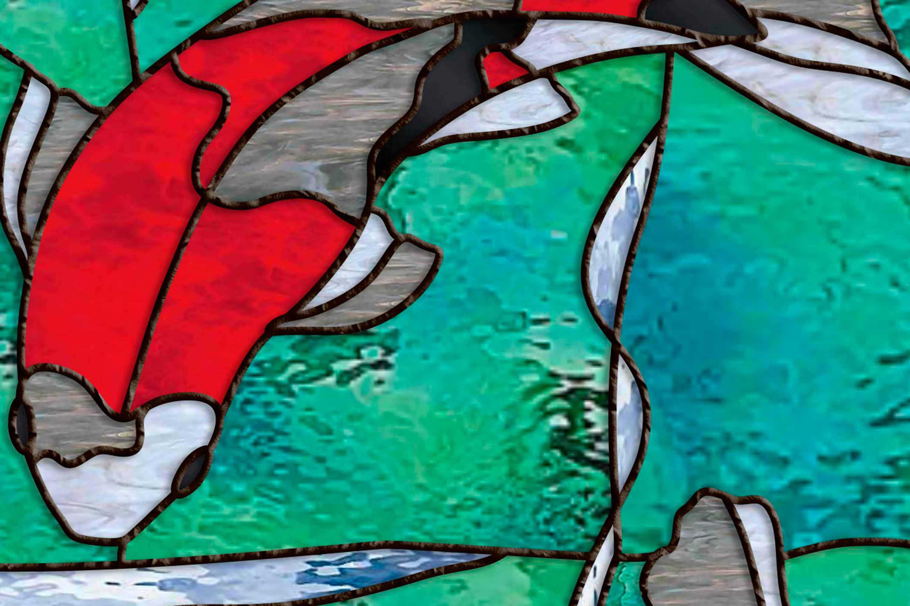 Stained glass pattern Koi Fish fixed size pdf to download | Etsy
