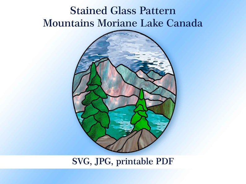 Mountain Stained glass Stained glass pattern Mountains | Etsy