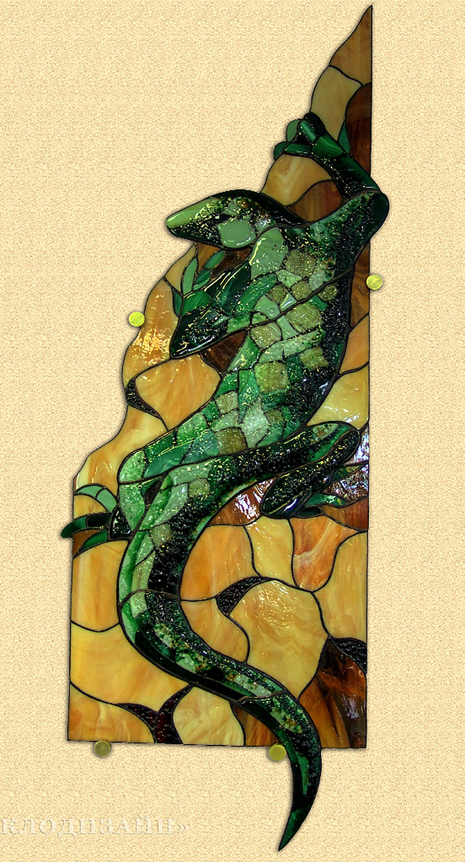 Stained glass pattern Lizard window hangings wall hanging | Etsy