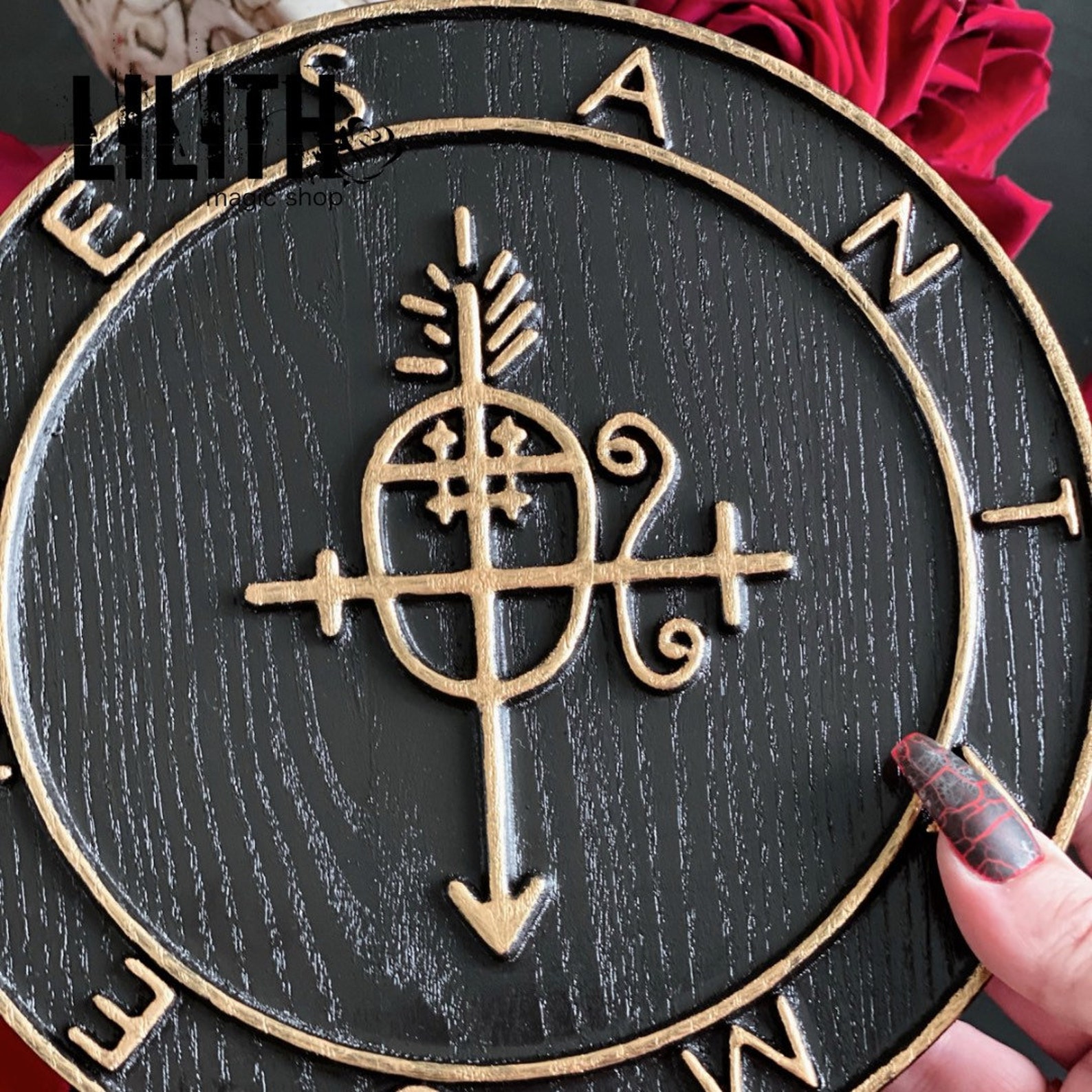 Santa Muerte Sigil Wooden Ash Tree Altar Pentacle - Etsy