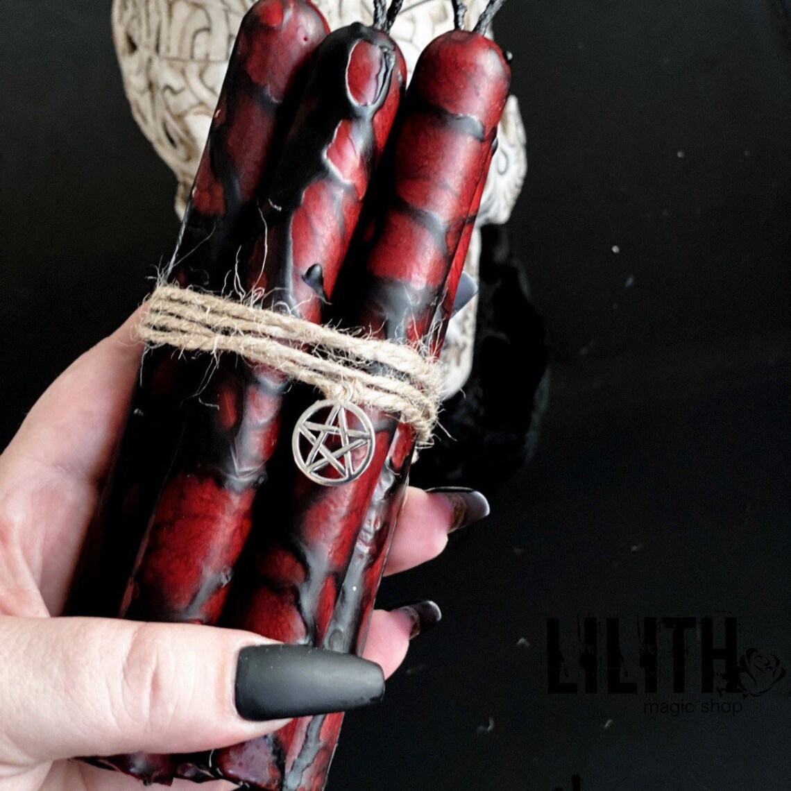 Set of 5 Black Magic Demonic Love Spell Beeswax Ritual Candles With ...