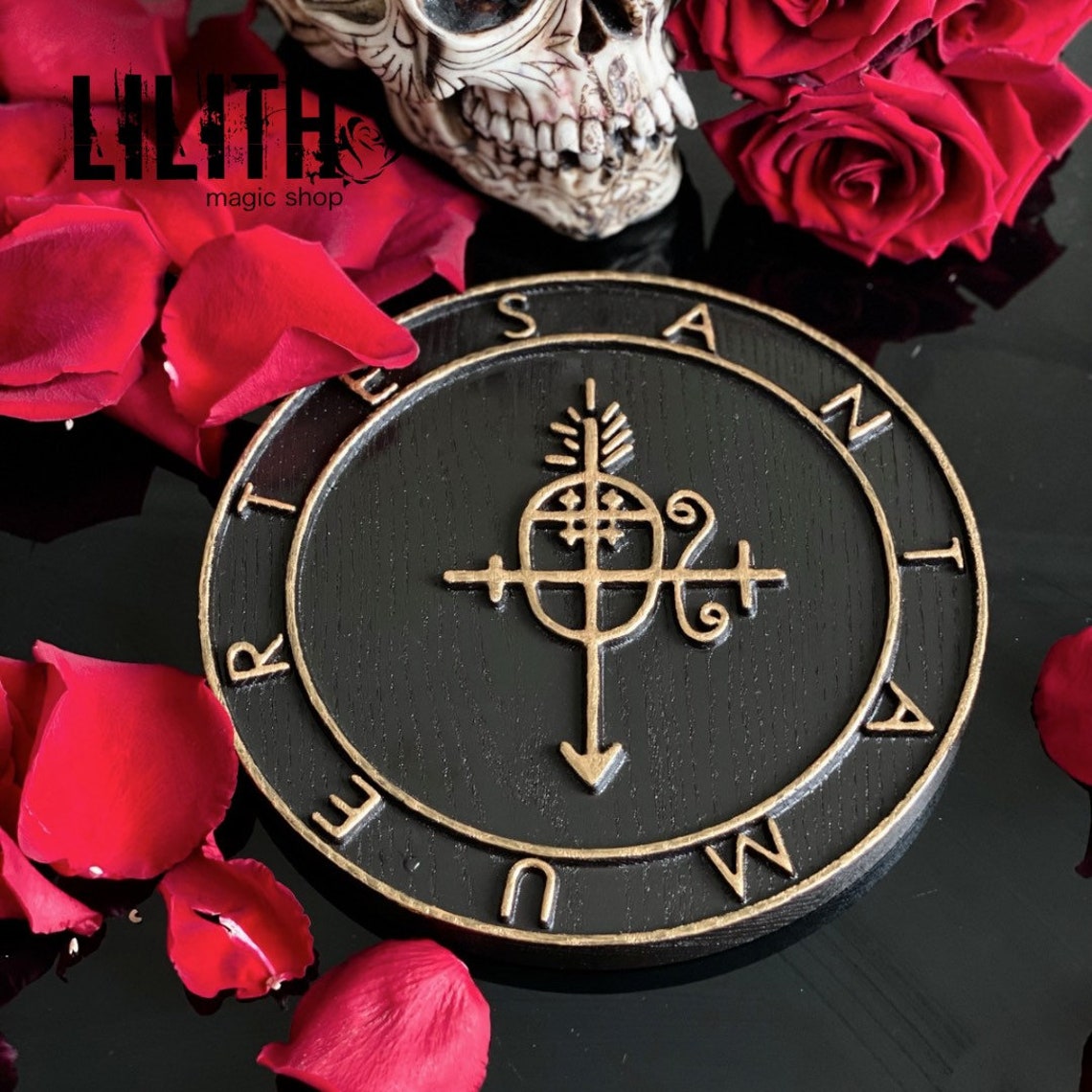 Santa Muerte Sigil Wooden Ash Tree Altar Pentacle - Etsy