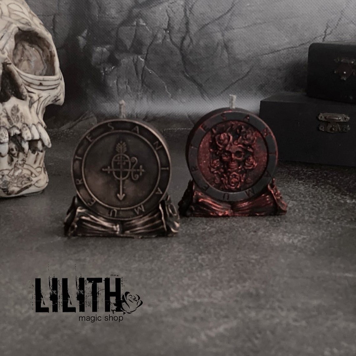 Santa Muerte (holy Death) Sigil Round Beeswax Ritual Candle - Etsy