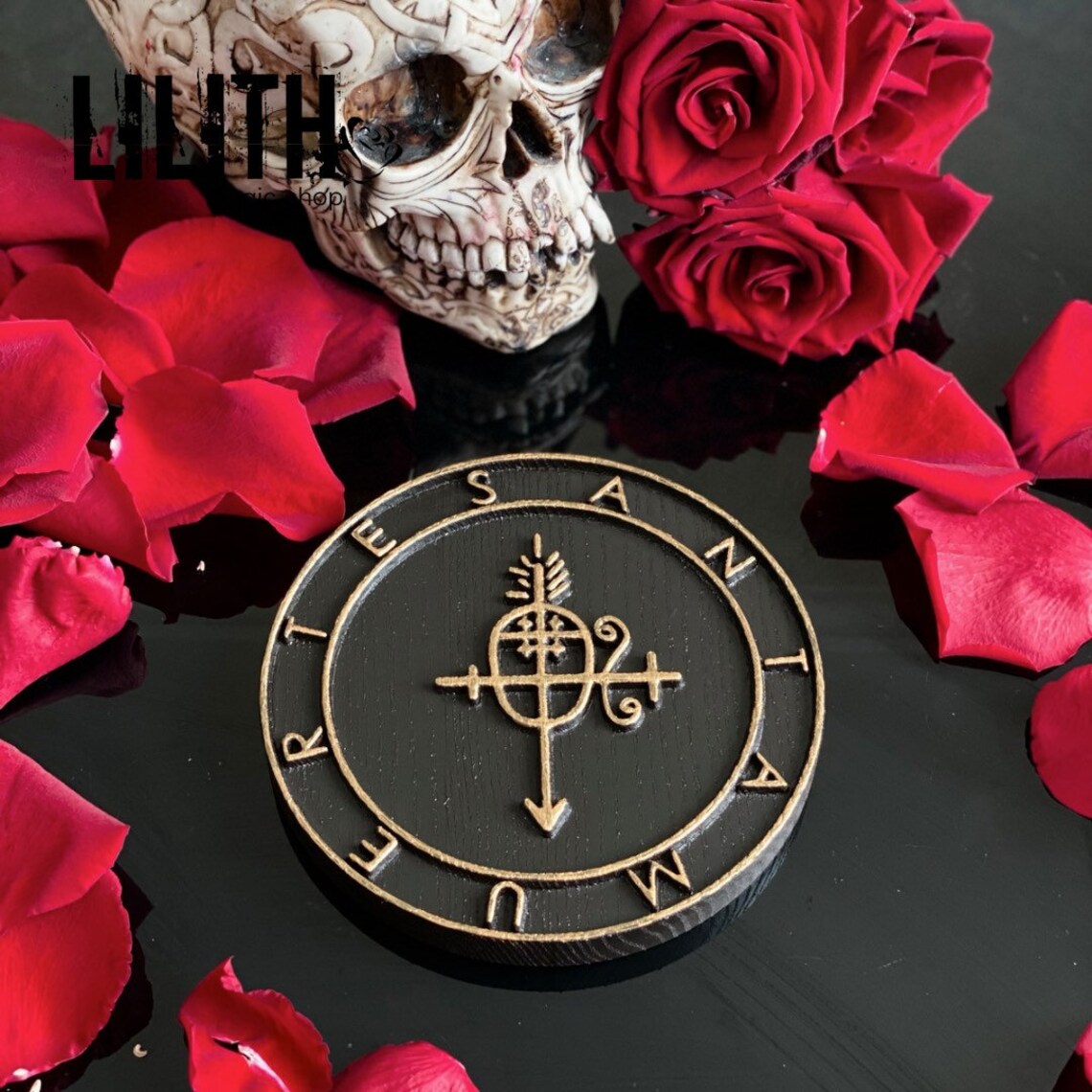 Santa Muerte Sigil Wooden Ash Tree Altar Pentacle - Etsy
