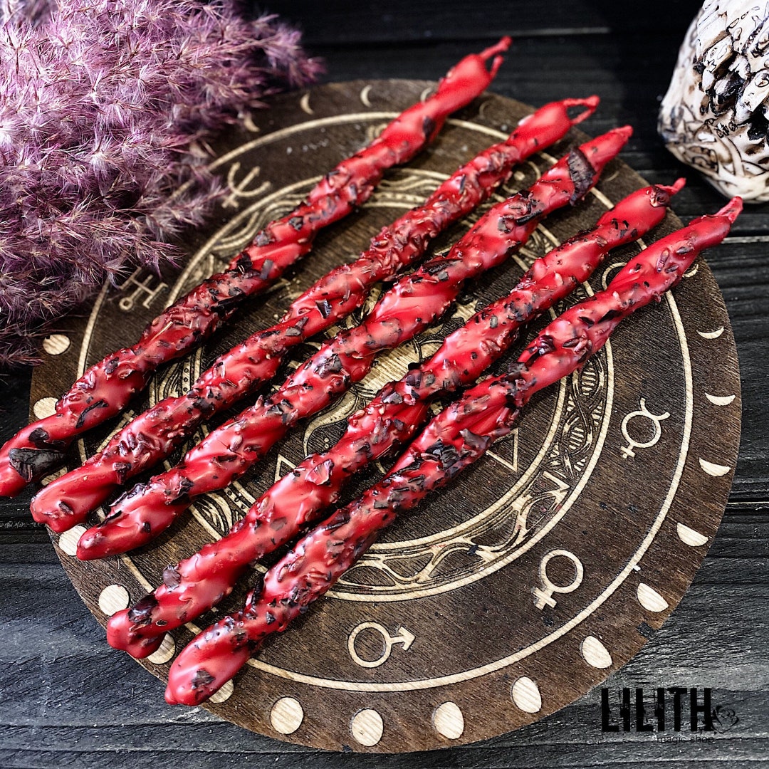 Set of 5 Love Spell Ritual Twisted Beeswax Red Candles With Herbs - Etsy