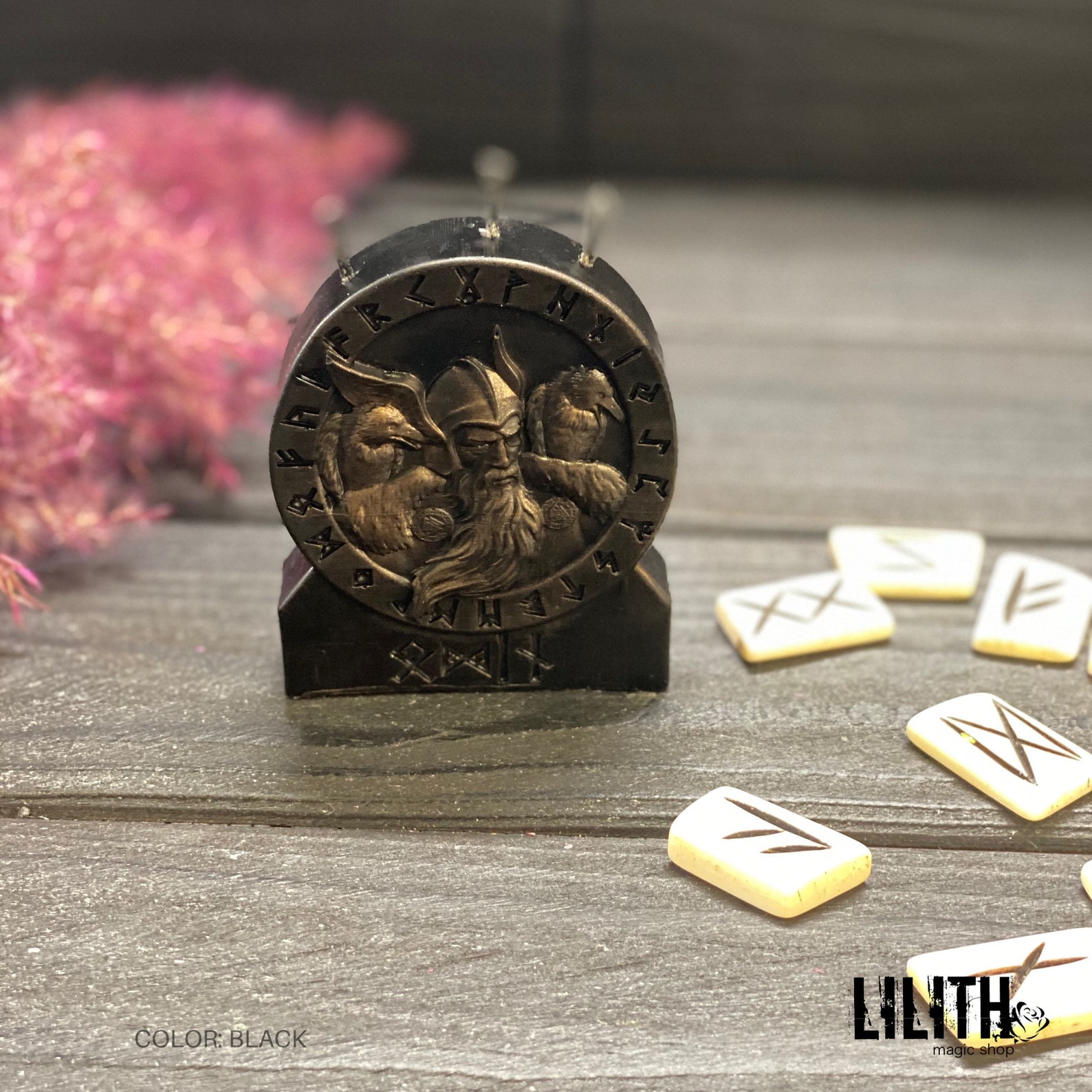 Viking God Odin in the Runic Circle Beeswax Ritual Candle for Appealing ...