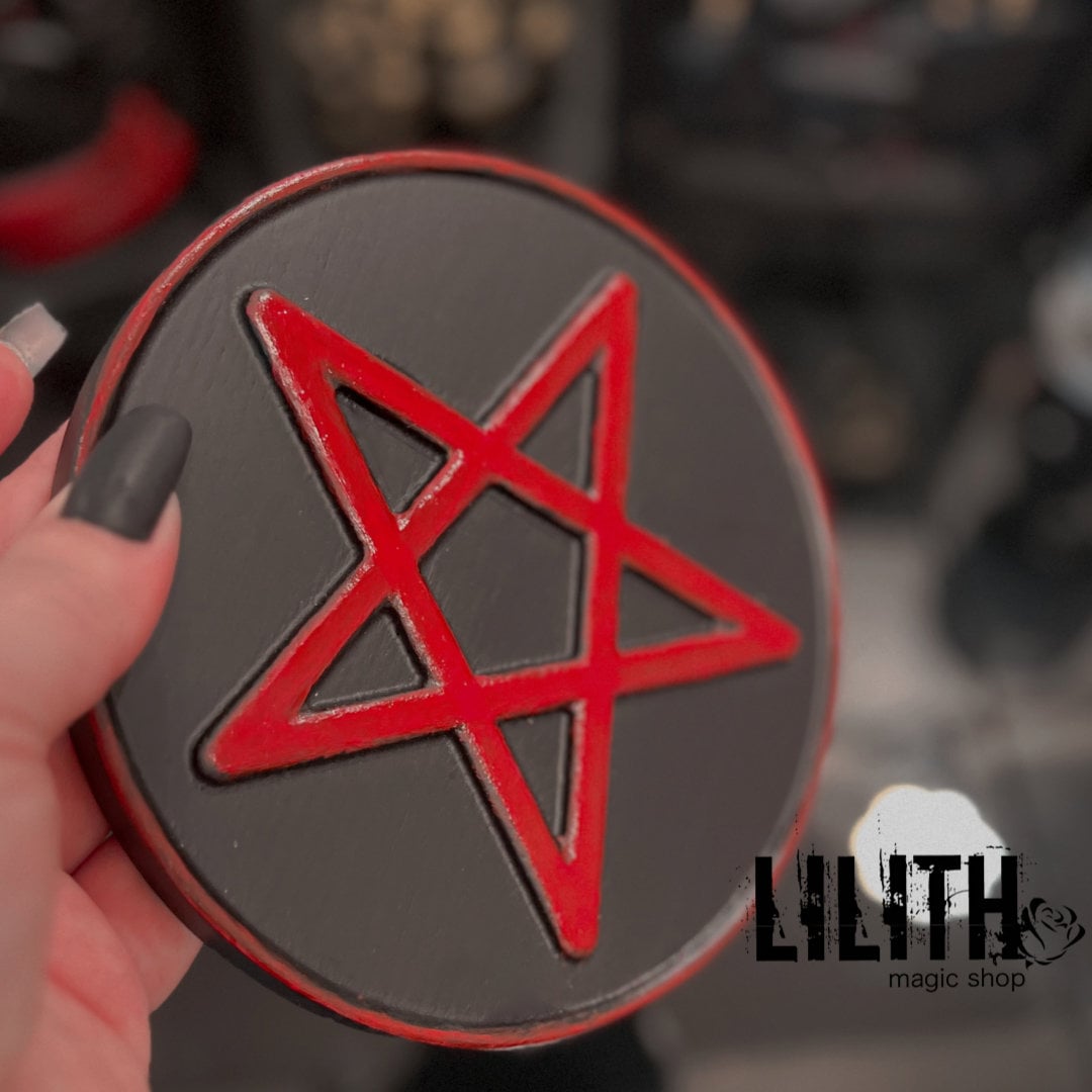 Satan Pentagram Wooden Altar Pentacle for Black Magick Spells - Etsy