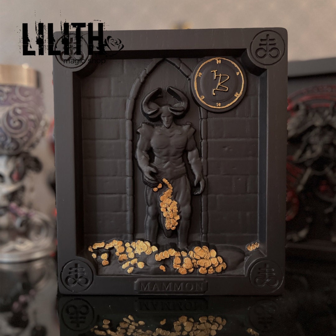 Mammon Wooden Icon for Black Magick Money Spells, the Wealth Demon Icon ...