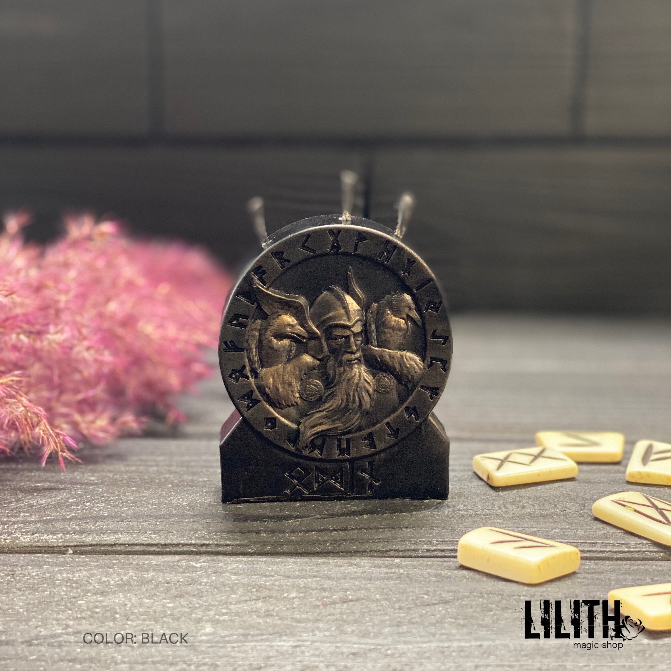 Viking God Odin in the Runic Circle Beeswax Ritual Candle for - Etsy