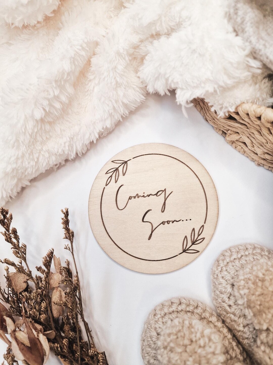Coming Soon Pregnancy Announcement Sign: Engraved Wooden Plaque - Etsy