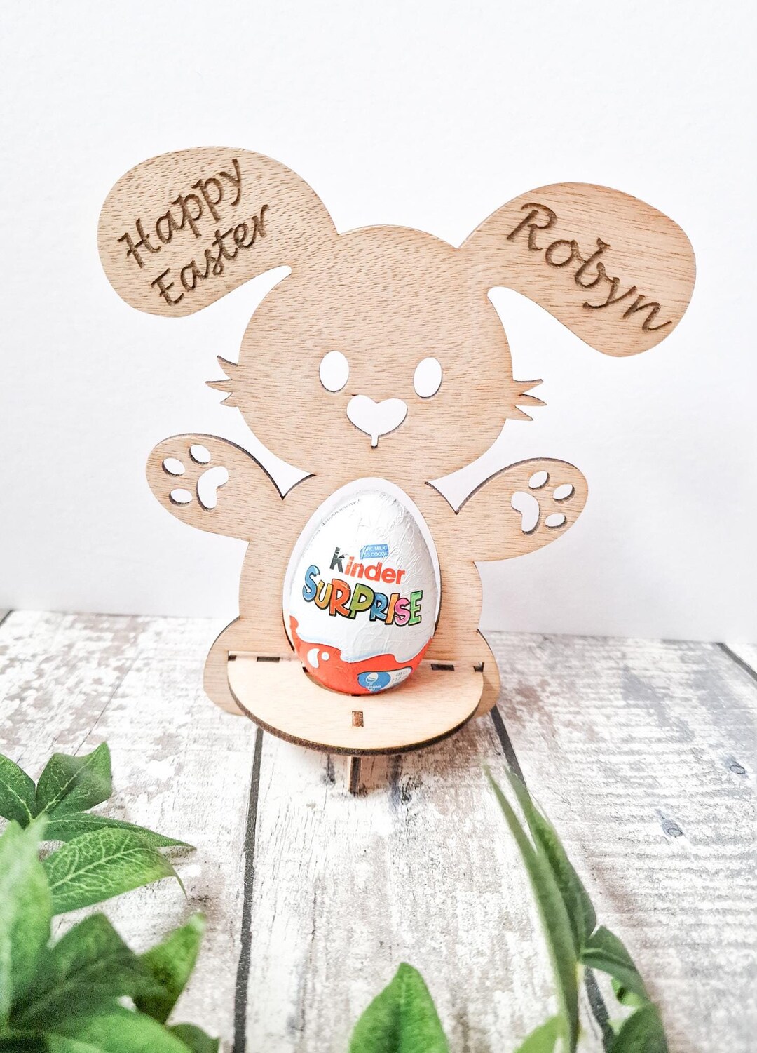Personalised Easter Bunny Kinder Egg Holder. Chocolate Egg Gift. - Etsy