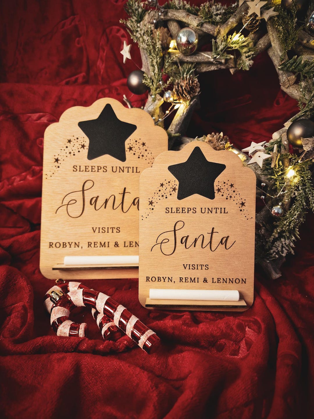 Personalised Wooden Christmas Countdown. Sleeps Until Santa Claus ...