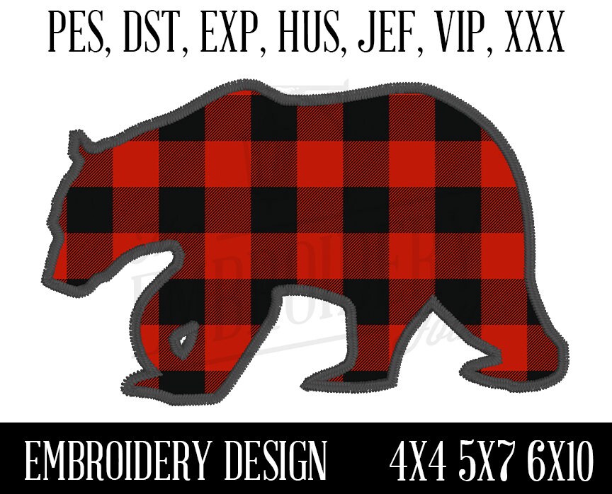 Bear Applique Design Embroidery Patterns Machine Embroidery - Etsy